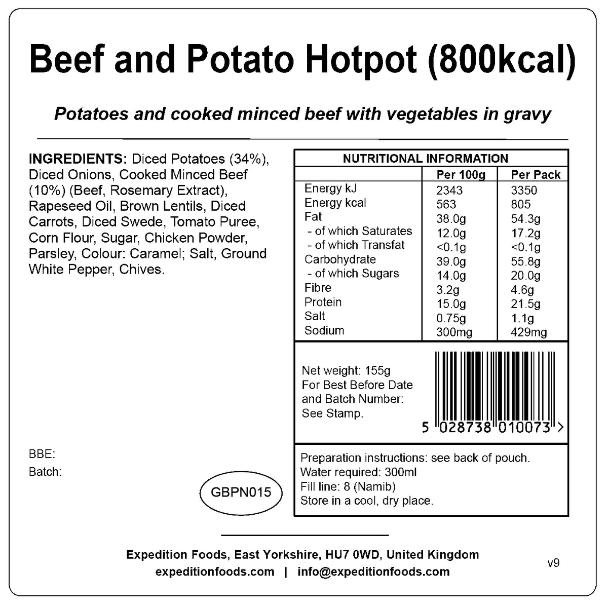 Beef and Potato Hotpot - Expedition Foods
