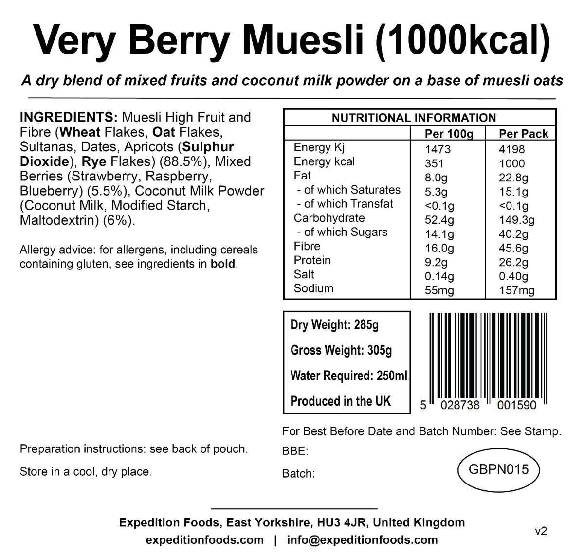 Vegan Very Berry Muesli - Expedition Foods