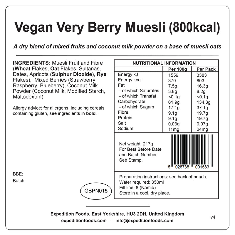 Vegan Very Berry Muesli - Expedition Foods